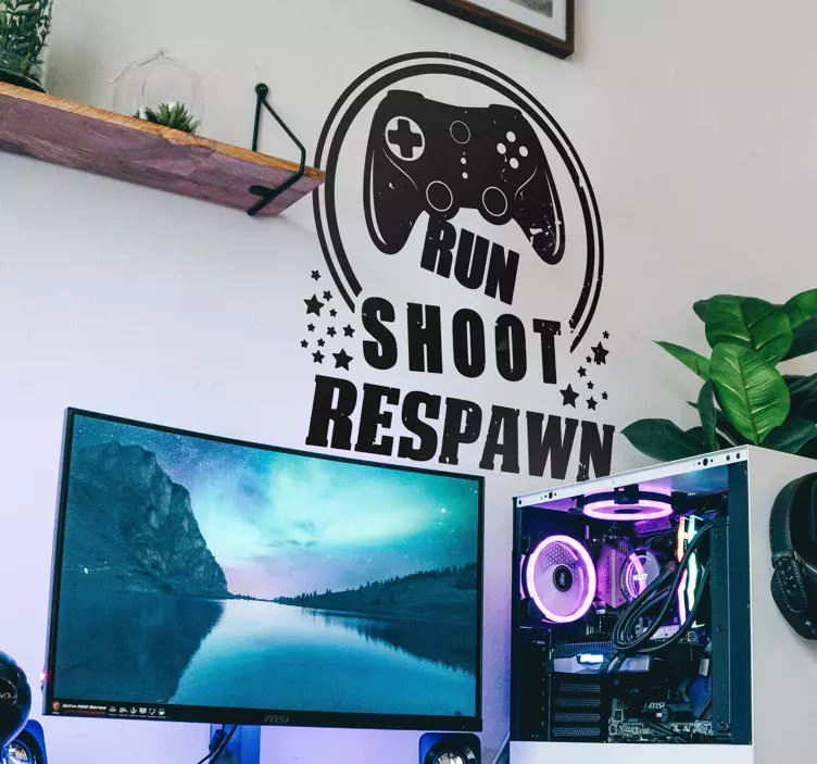 Run Shoot Respawn video game decal - TenStickers