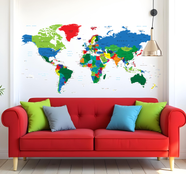 World map wall stickers - Amazing decoration! - TenStickers